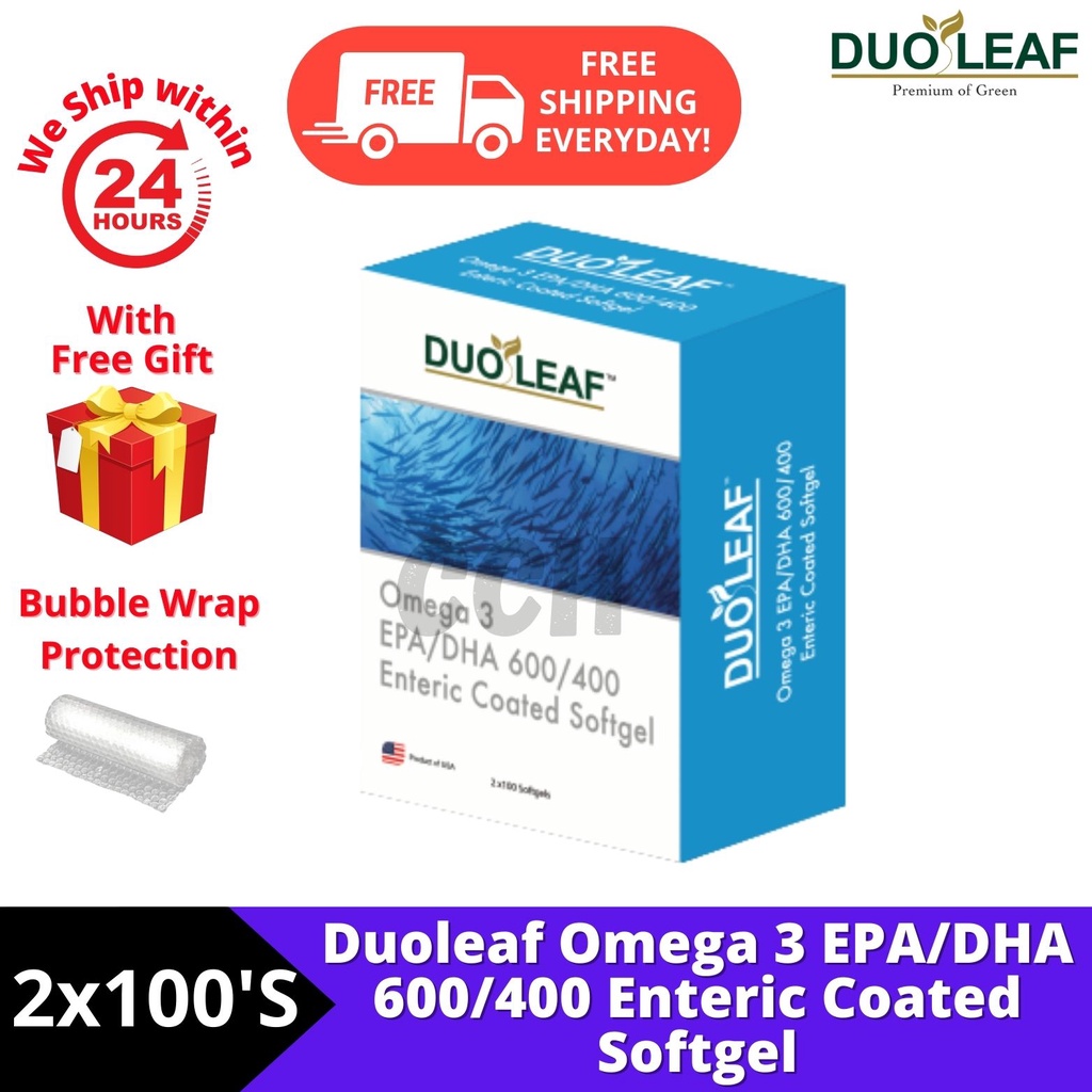 Duoleaf Omega 3 EPA/ DHA 600/400 Enteric Coated Softgel (2 x 100 ...