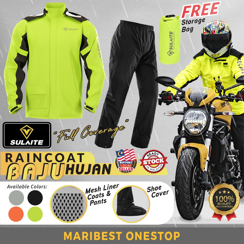 SULAITE Rain Coat Baju Hujan Motor Perempuan Lelaki Waterproof Jacket ...