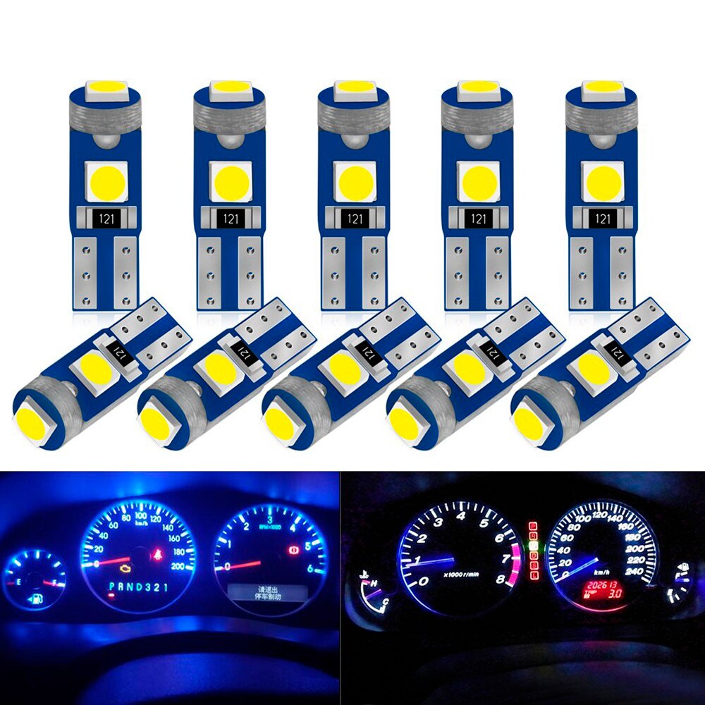 10Pcs T5 w3w, W1, 2W, 3030 car LED light bulb dashboard, LED lamp, light dashboard car | Shopee ...
