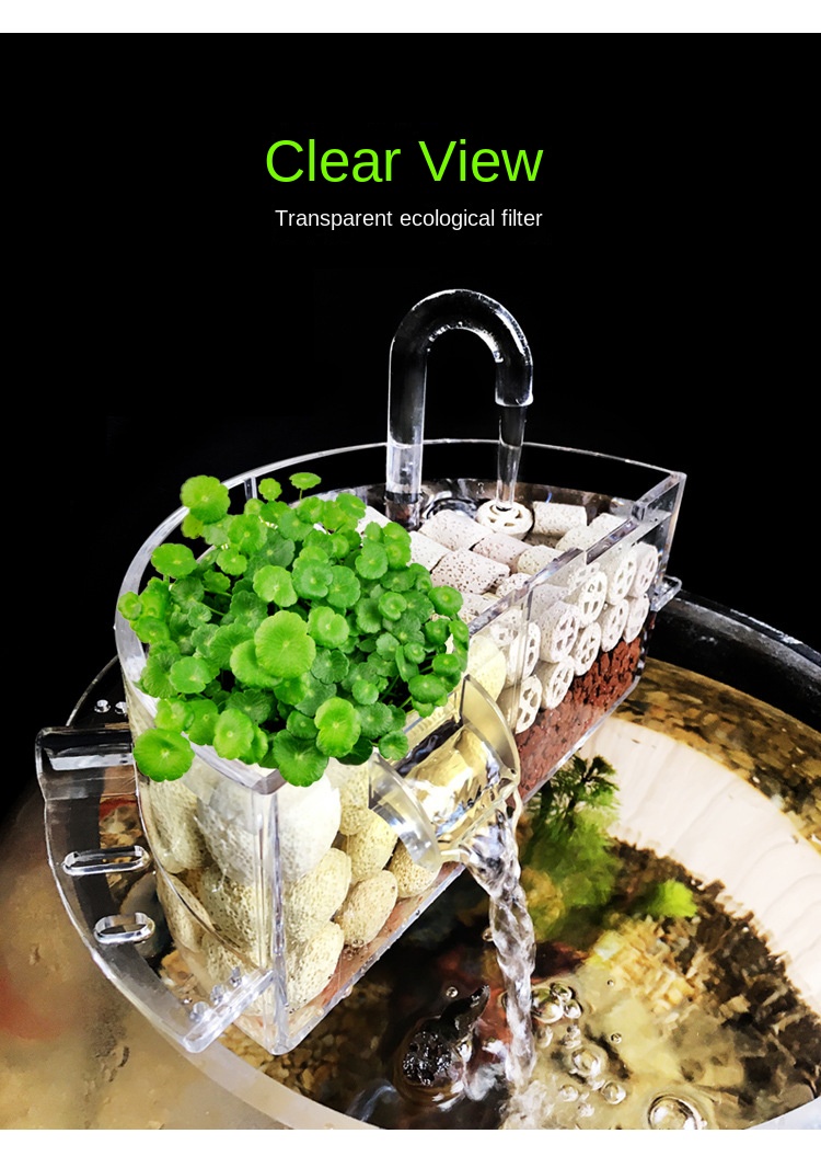 Round fish tank filter box, aquarium drip box, small external upper ...