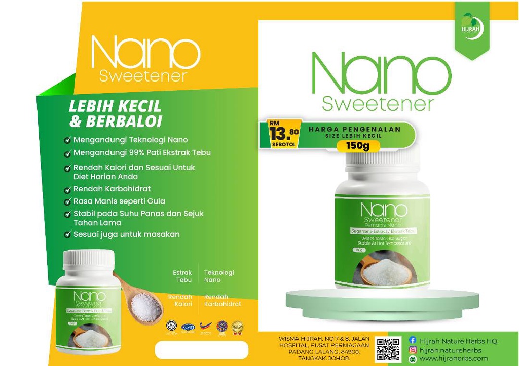 🆕Hijrah Nature Herbs Nano Sweetener Herbal Diabetic Friendly Sugar 150g ...