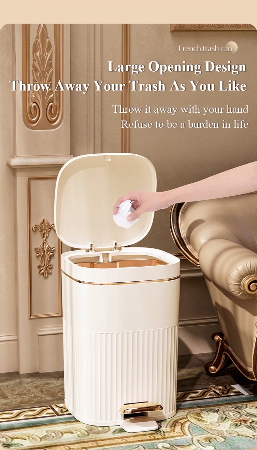 【IN STOCK】Dustbin 8-15L Light Luxury Trash Bin with Cover Toilet Large ...