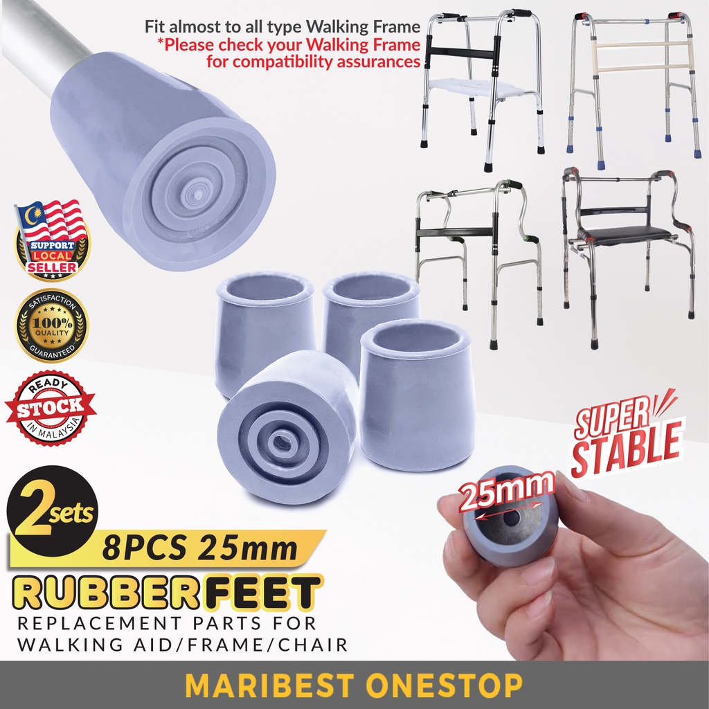 8PCS 25mm Rubber Feet Replacement Parts for Elderly Walker Walking Aid ...