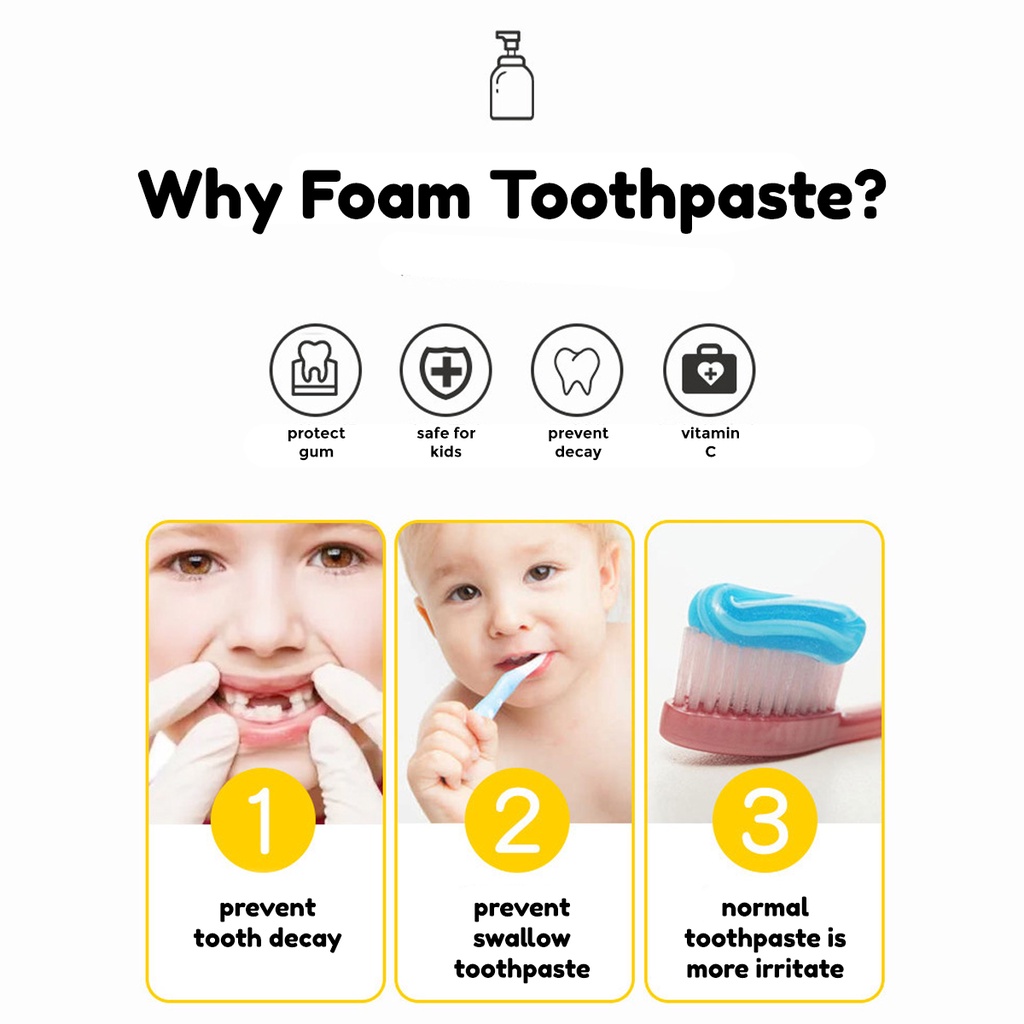 Realeos Kids Children Tooth Cleaning Mousse Toothpaste for U-shape ...