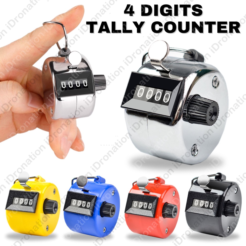 Mini Hand Tally Counter 4 Digit Number Manual Counting Finger Clicker ...