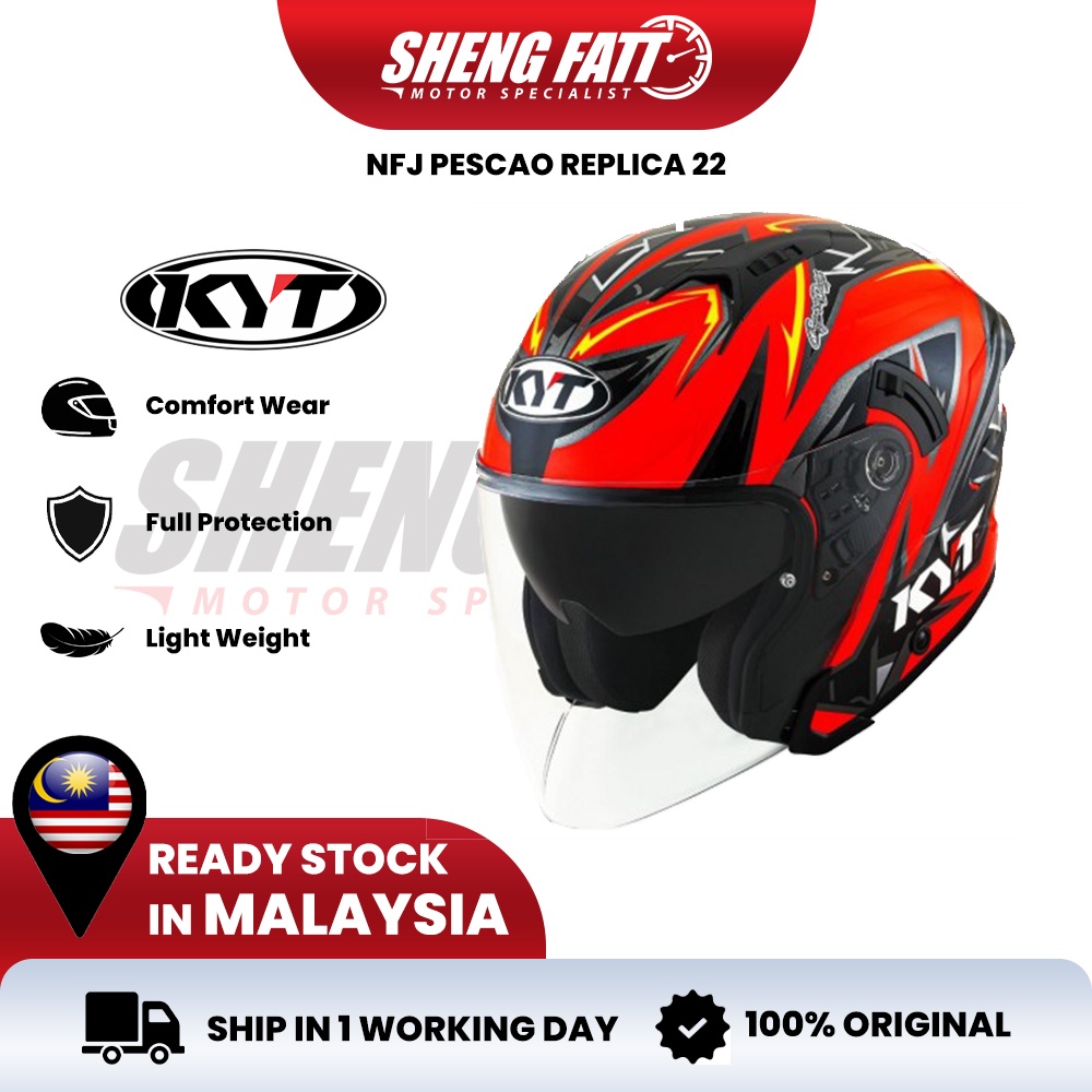 KYT NFJ Pescao Replica 22 Helmet Motor Visor Topi Keledar Keselamatan ...