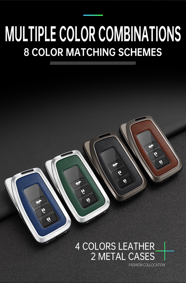 2 3 4 Buttons Zinc Alloy+Leather Car Key Case Cover for Lexus NX ES GS ...