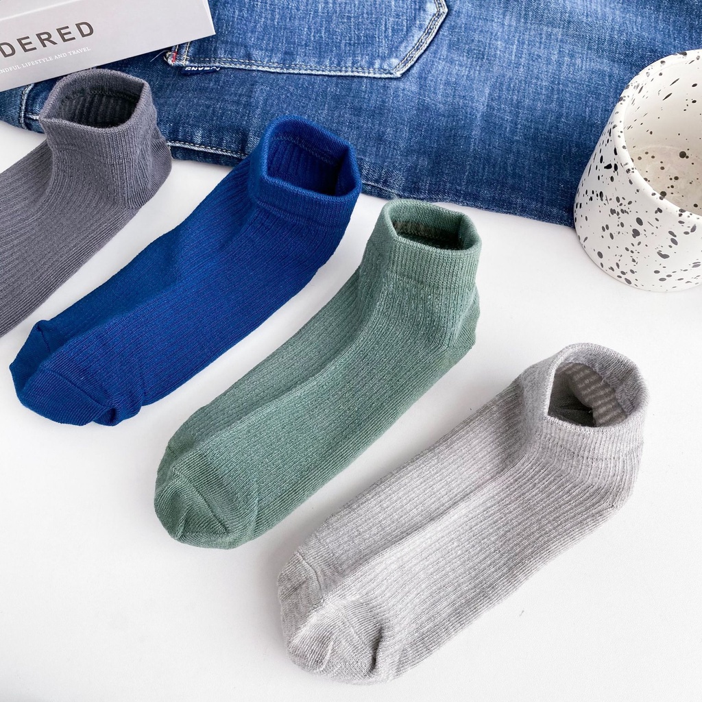 Simple solid color men's summer socks in black and white classic ...