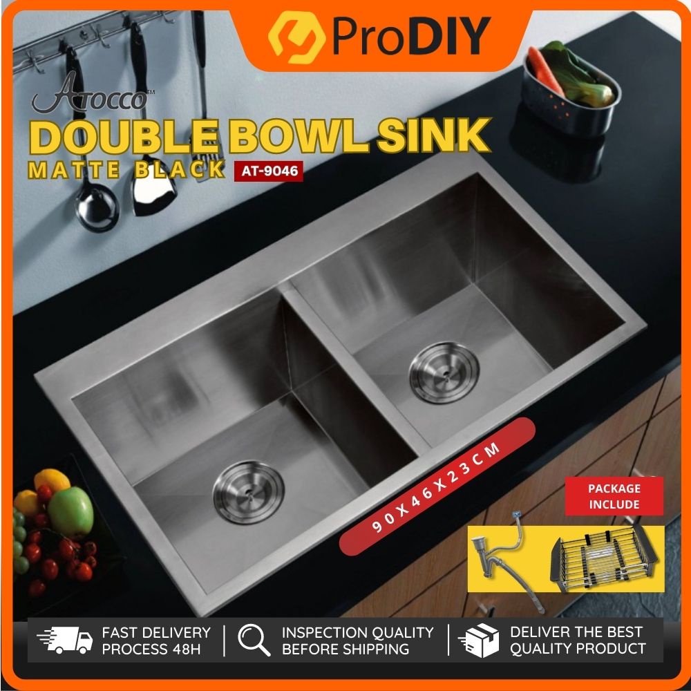 ATOCCO AT-9046 (90x46cm) Stainless Steel Sink Kitchen Sink Double Sink ...