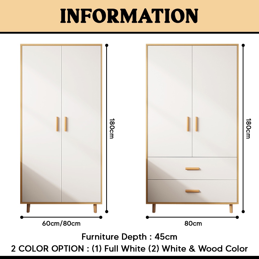 [1PC] Borong365 Wooden Wardrobe Storage Cabinet Large Space Shelf ...