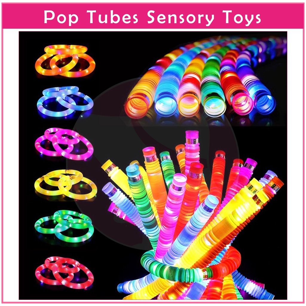 New Pop Light Tubes Sensory Fidget Toy Flash Light Autistic Children ...