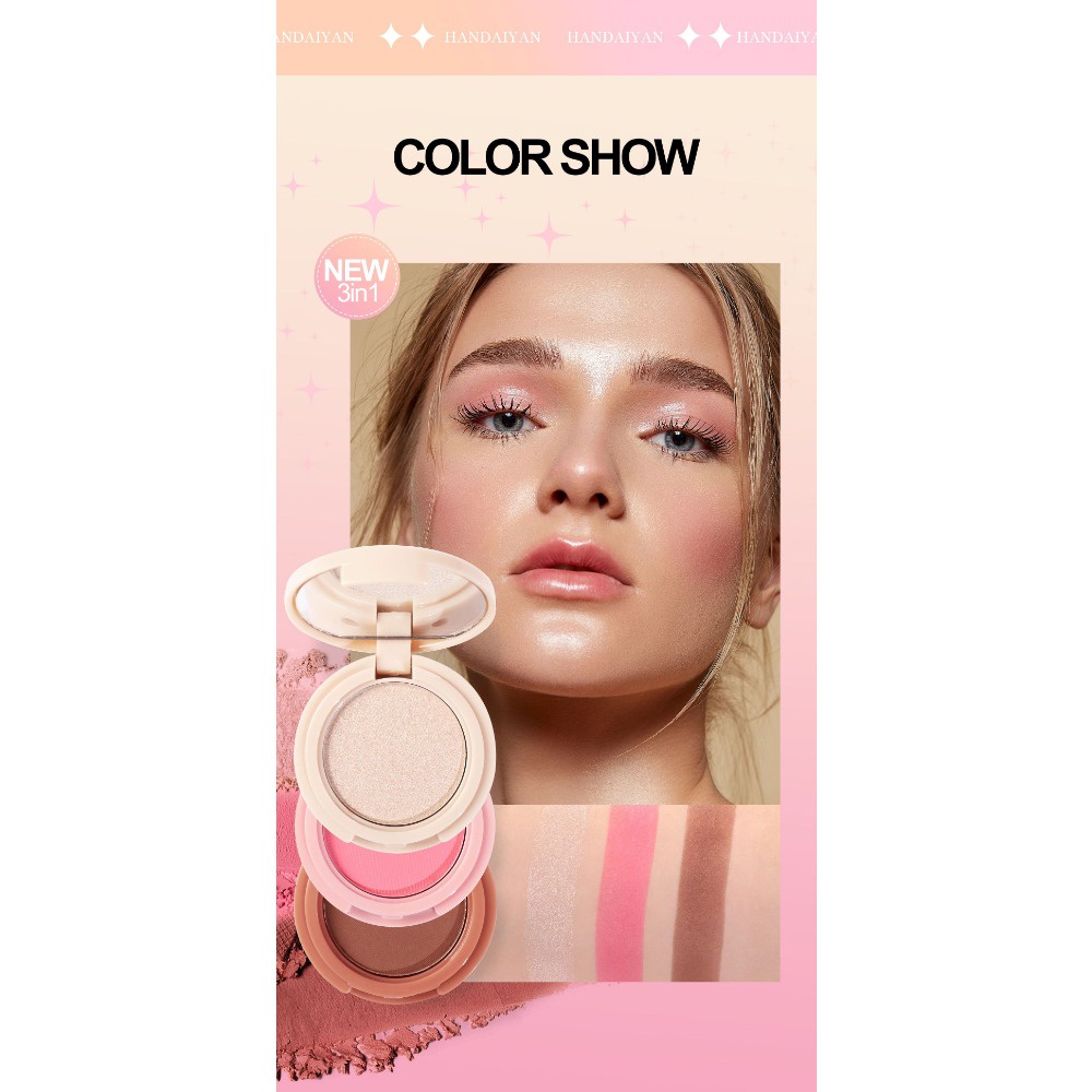 HANDAIYAN Powder Blusher Three Layers 3 In 1 Highlight Decorate Makeup ...