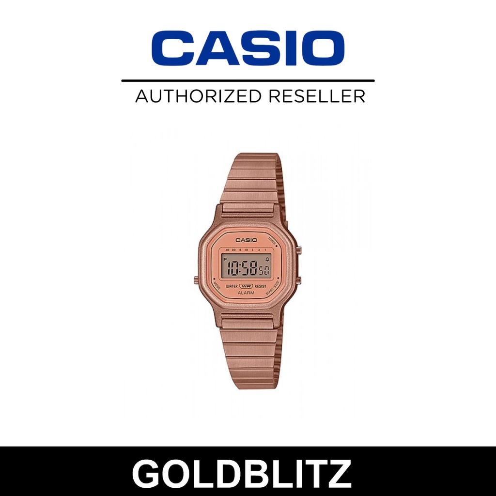 Casio LA-11WR-5A Classic Vintage Digital Rose Gold-Tone Stainless Steel ...