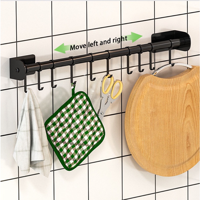 ANBOLT Kitchen Hanging Rack with 8/12 Hooks Wall Mounted Rod Hanger ...