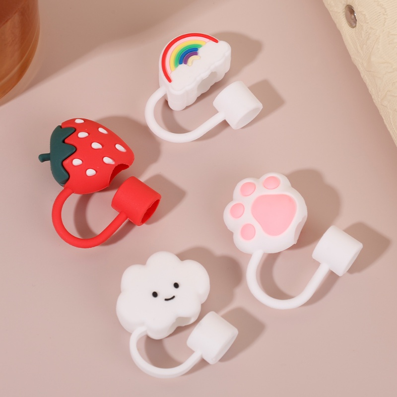 Creative Cloudy Rainbow Strawberry Straw Sealing Tools / Cartoon Cute ...