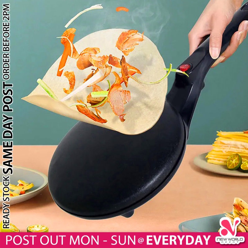 𝗡𝗢𝗡 𝗦𝗧𝗜𝗖𝗞 》 Electric Crepe Maker Flip Mini Pan Frying Griddle Cooking ...