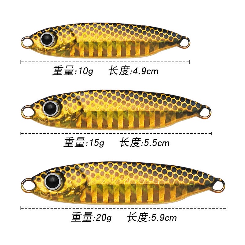New model laser 10g 15g 20g 3D eyes with quality treble hook lure fishing metal jig lure long ...