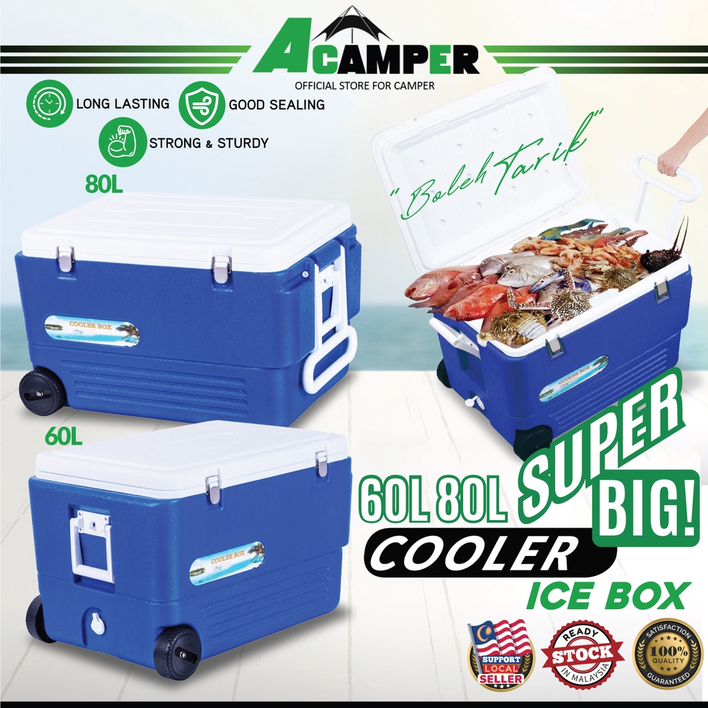 60L 80L Super Big Cooler Ice Box with Wheel Portable Storage Cold Box ...