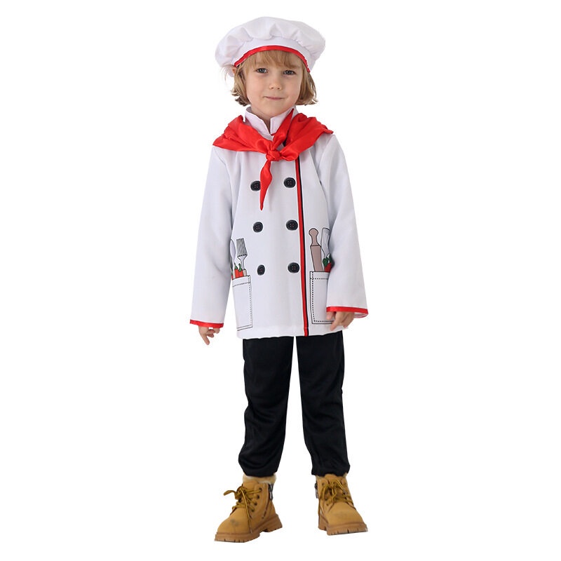 Kid Boys Girls Chef Cosplay Costume Children Kitchen Restaurant Role ...