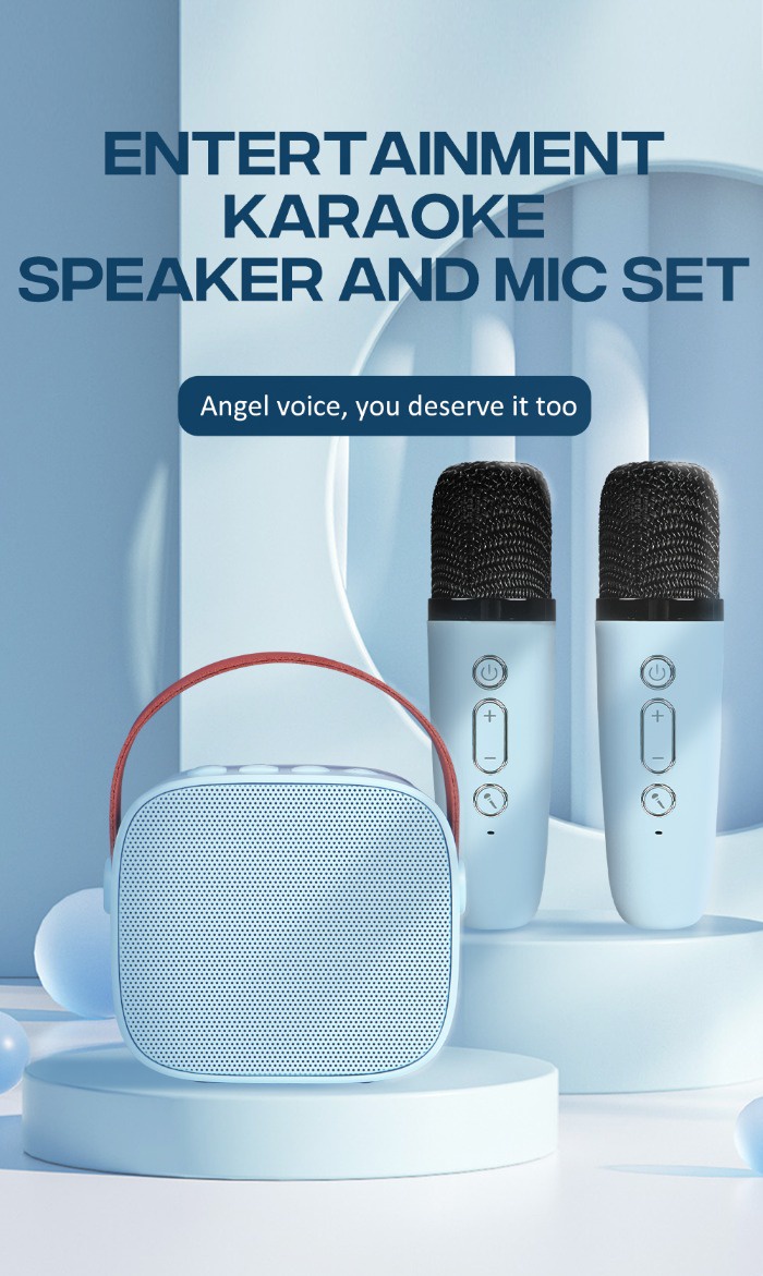 【With 2 Microphoneh】Wireless Karaoke, Mini Speaker with microphone ...