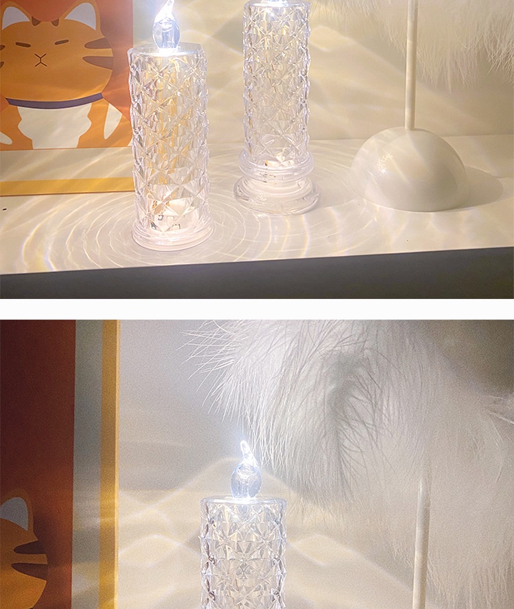 Romantic Diamond Rose Projection Candle Light Battery Operated For Home ...