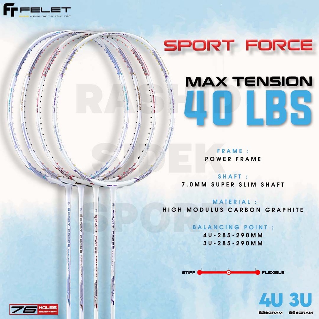 FELET Sport Force White Series Badminton racket 4U | Shopee Malaysia