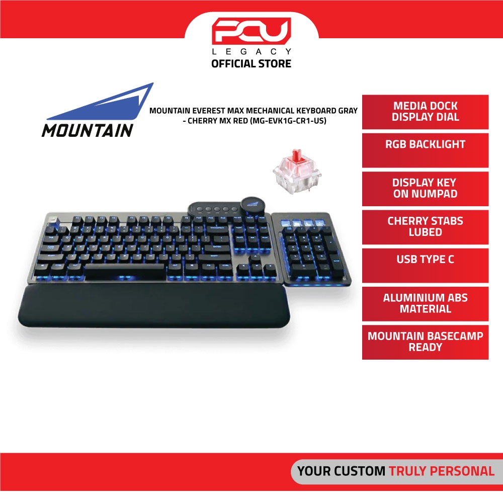 MOUNTAIN EVEREST MAX MECHANICAL KEYBOARD GRAY - CHERRY MX RED (MG-EVK1G ...