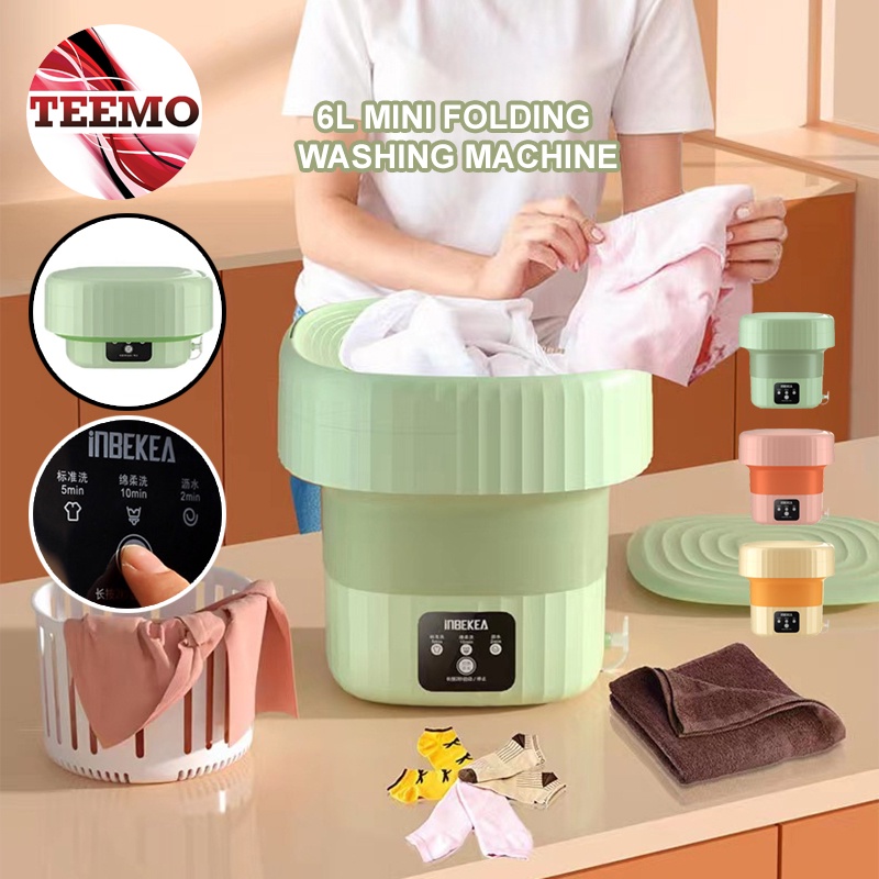 Teemo 6L Portable Folding Mini Washing Machine Automatic Laundry Small ...