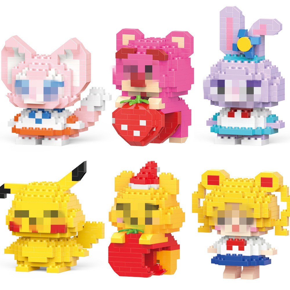 Mini Blok DIY Blok Binaan Model Watak Blok Teka-teki Kartun Mini Tiny ...