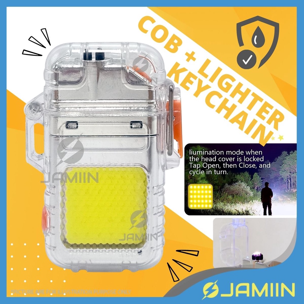 MINI COB Torchlight + Electronic Lighter USB Rechargeable Lighter ...