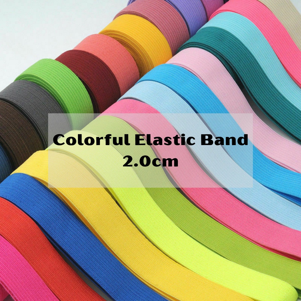 🌸Colorful Elastic Band 20mm/2.0cm Getah High Elastic Flat Rubber For ...