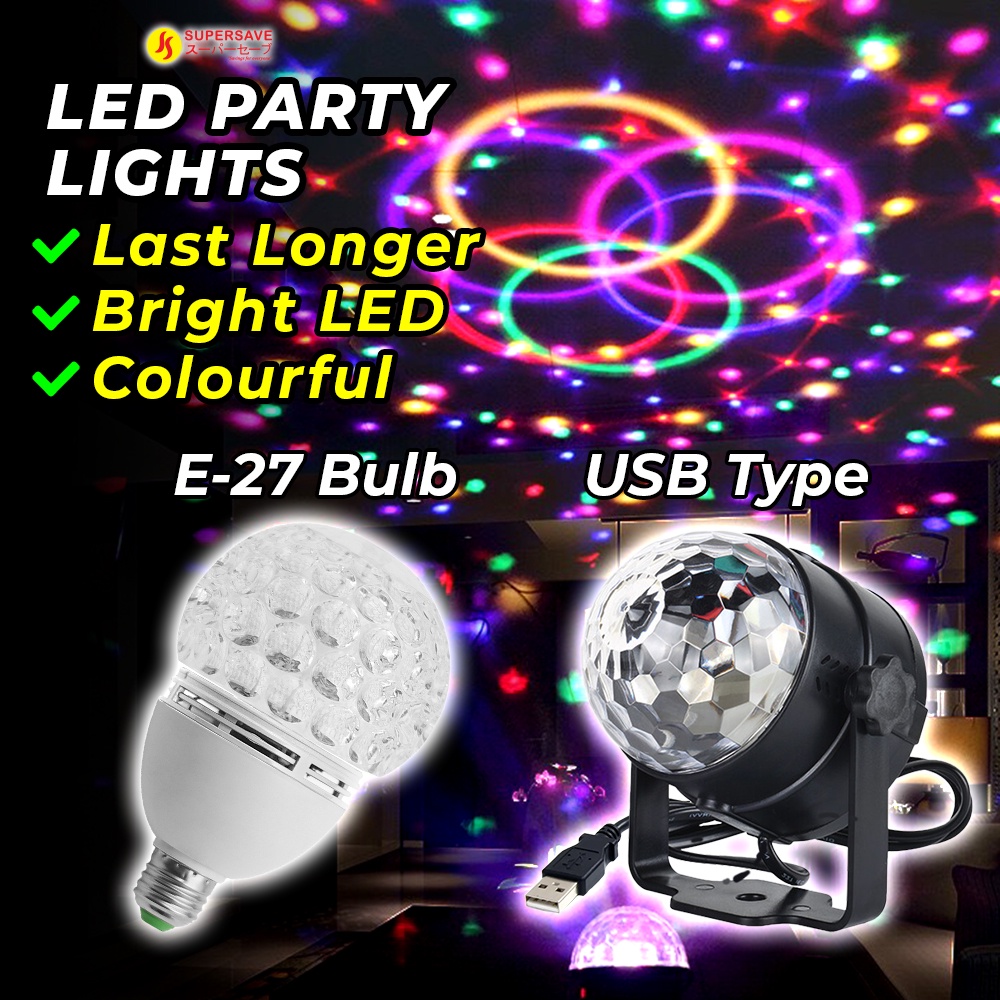 SUPERSAVE Mini RGB LED Party Light Disco Hari Raya Lighting Rotating ...