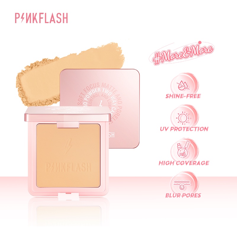 PINKFLASH PF-F17 Duo Effect Pressed Powder Mattifying Flawless Powder ...
