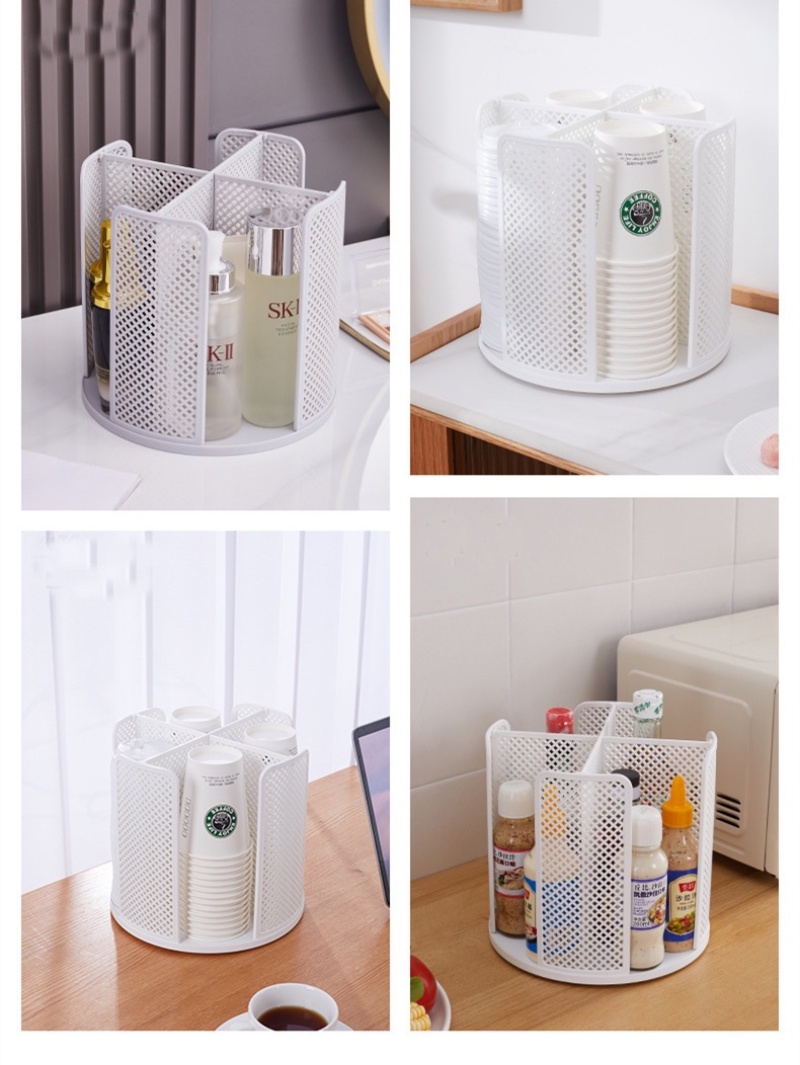 Cup Storage Rack 360° Rotatable Countertop Cup Dispenser 4 Compartment ...