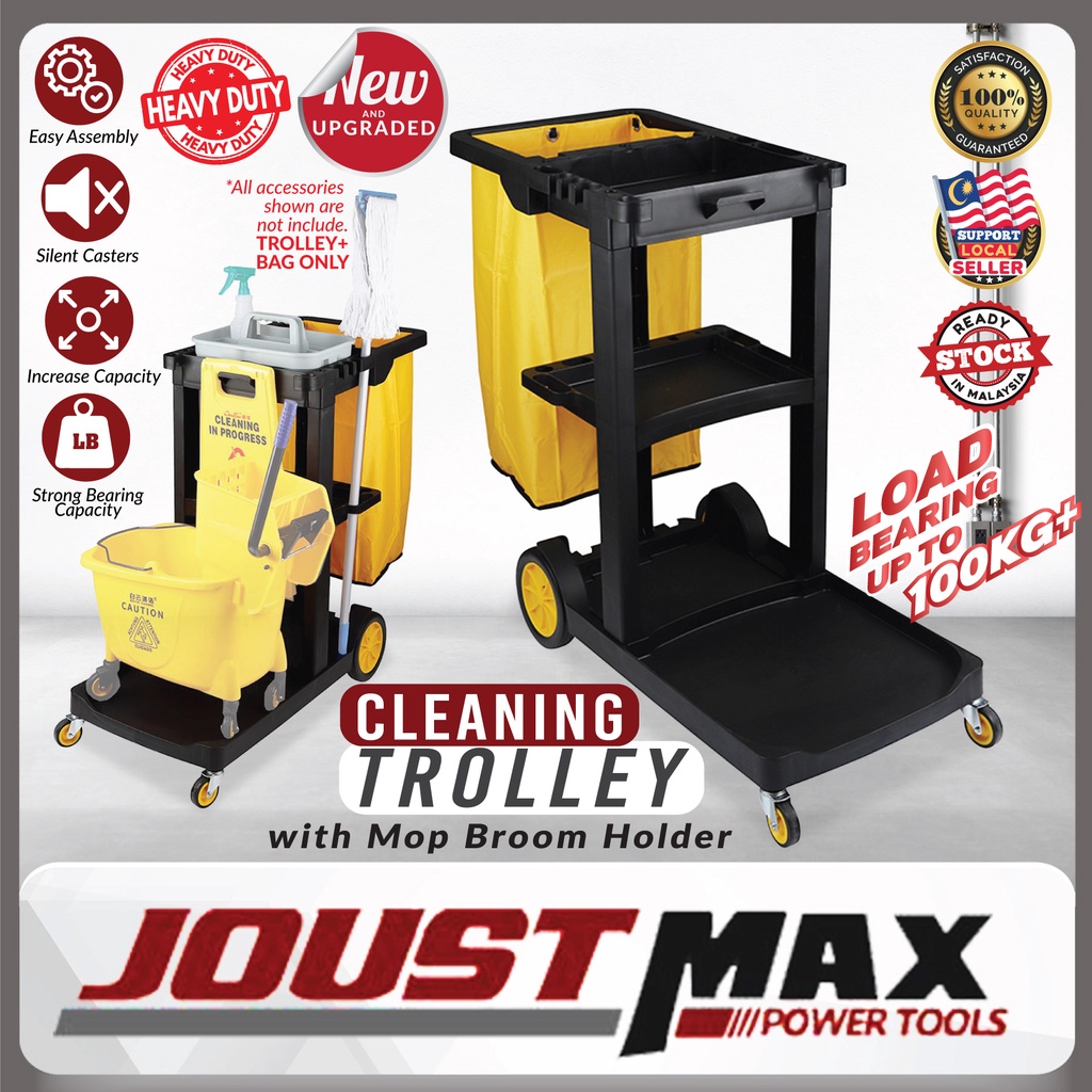 Heavy Duty Cleaning Trolley with Mop Broom Holder Multi Purpose ...