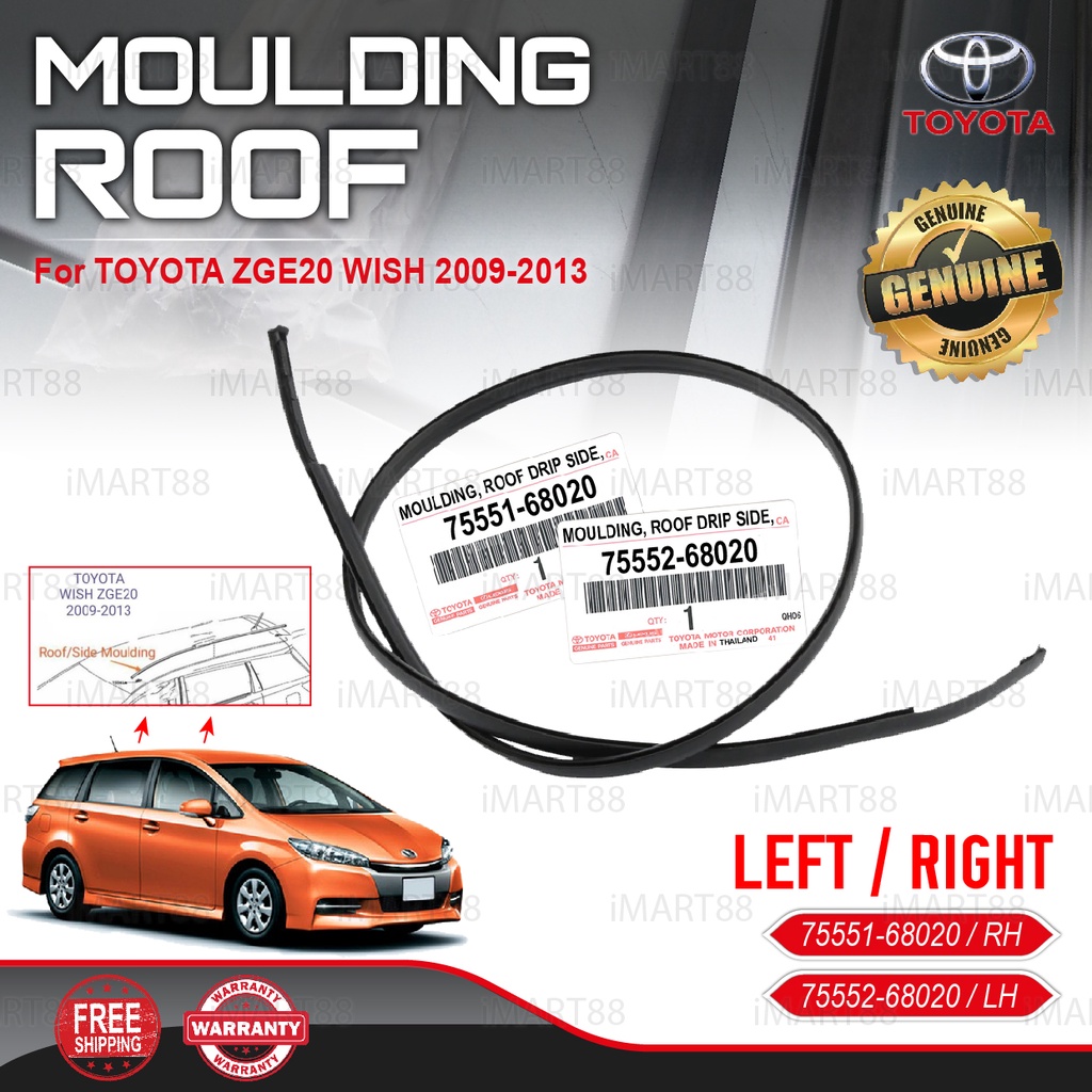 ORIGINAL MOULDING ROOF TOYOTA ZGE20 ZGE21 WISH SEPET '09-'19 RUBBER ...