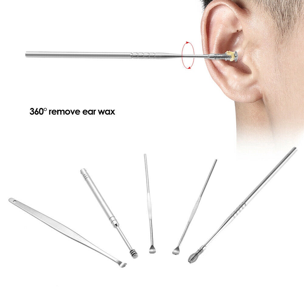 5 Pcs Ear Cleaning Set Portable Earpick Cleaning Kit Stainless Steel ...