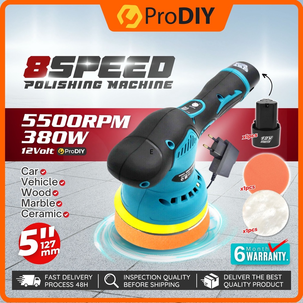 PRODIY 12V Cordless Polisher 8 Speed Polishing Machine Waxing Machine ...