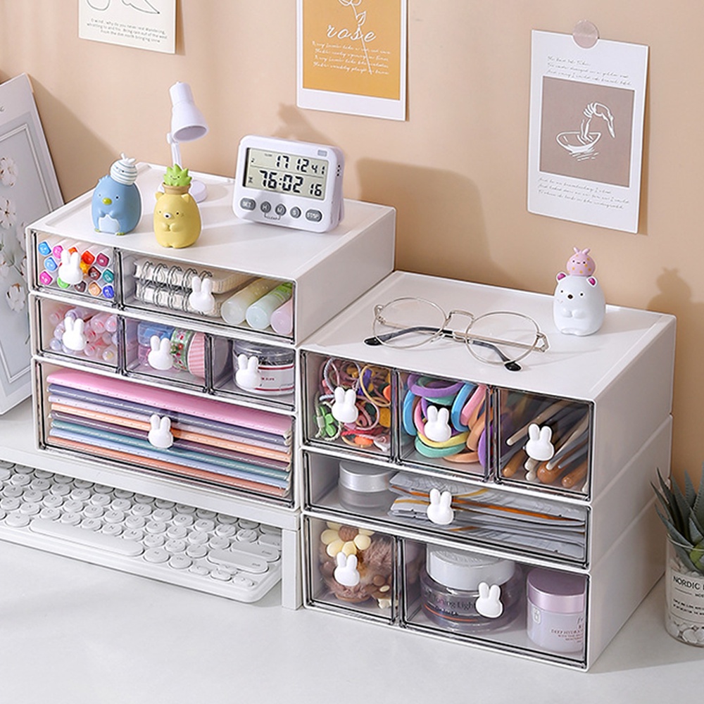 [BH] Buildable Transparent Drawer Small Accessory Stationery Desk Decor ...
