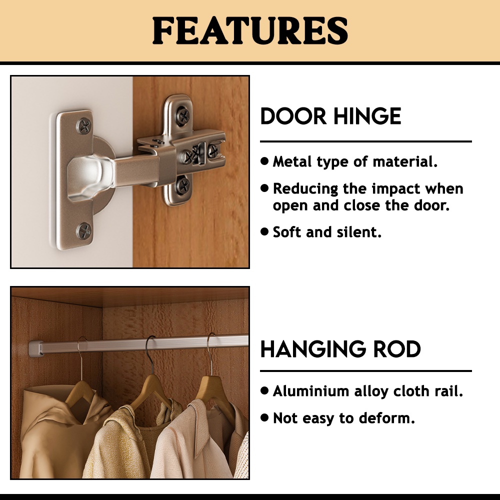 [1PC] Borong365 Wooden Wardrobe Storage Cabinet Large Space Shelf ...