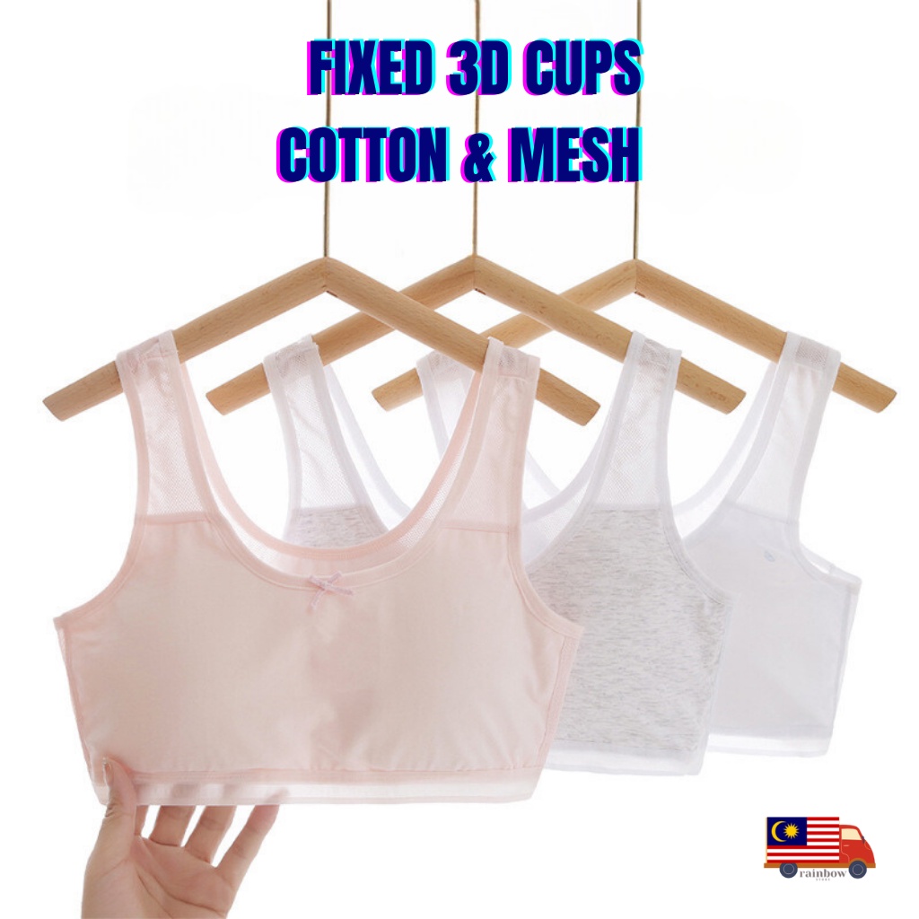 Quality Teenage Girls l Cotton Training Bra Mesh Bralette Student Bra ...