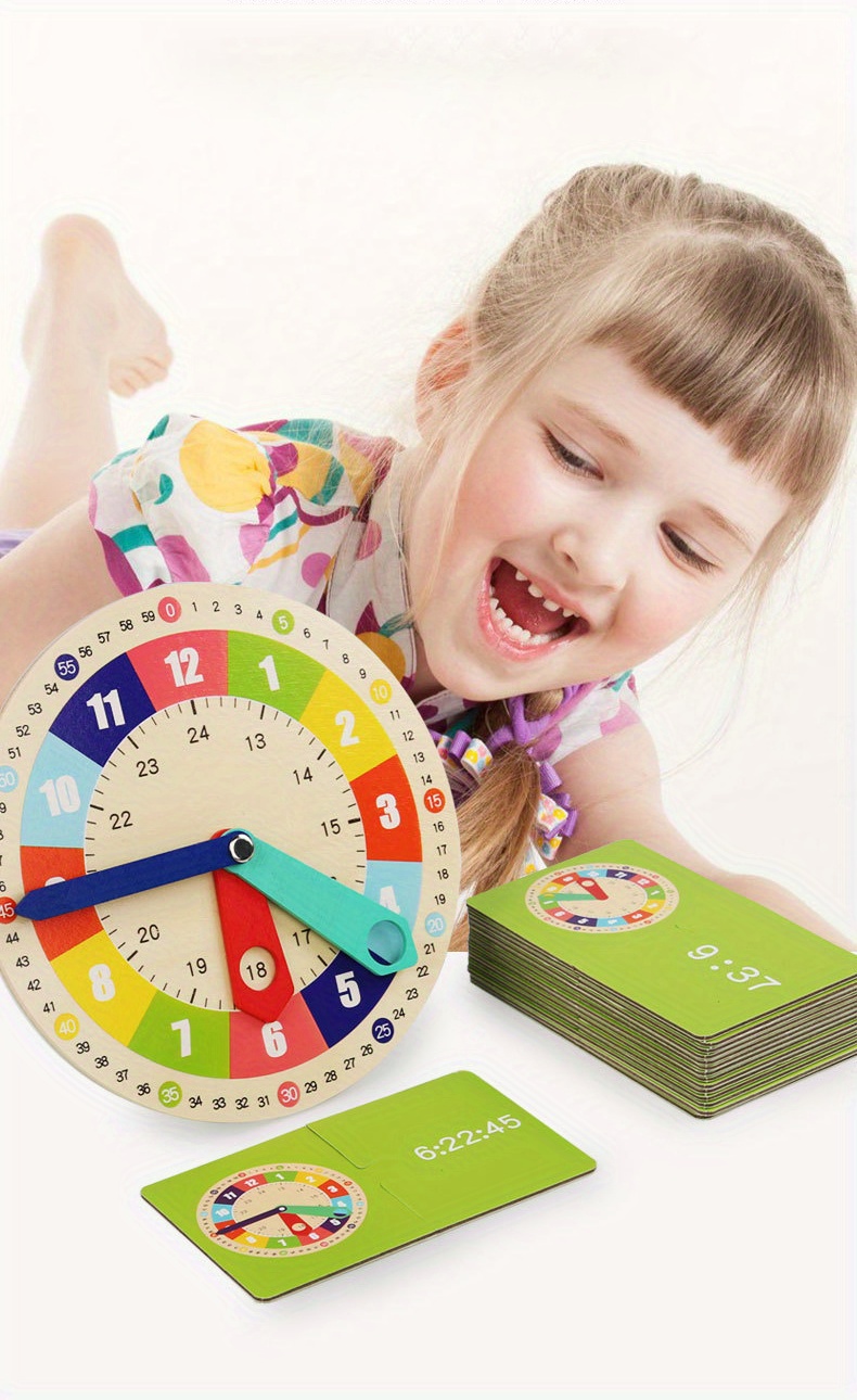 1 Set Clock Toy Card Matching Game Montessori Learning Clocks ...