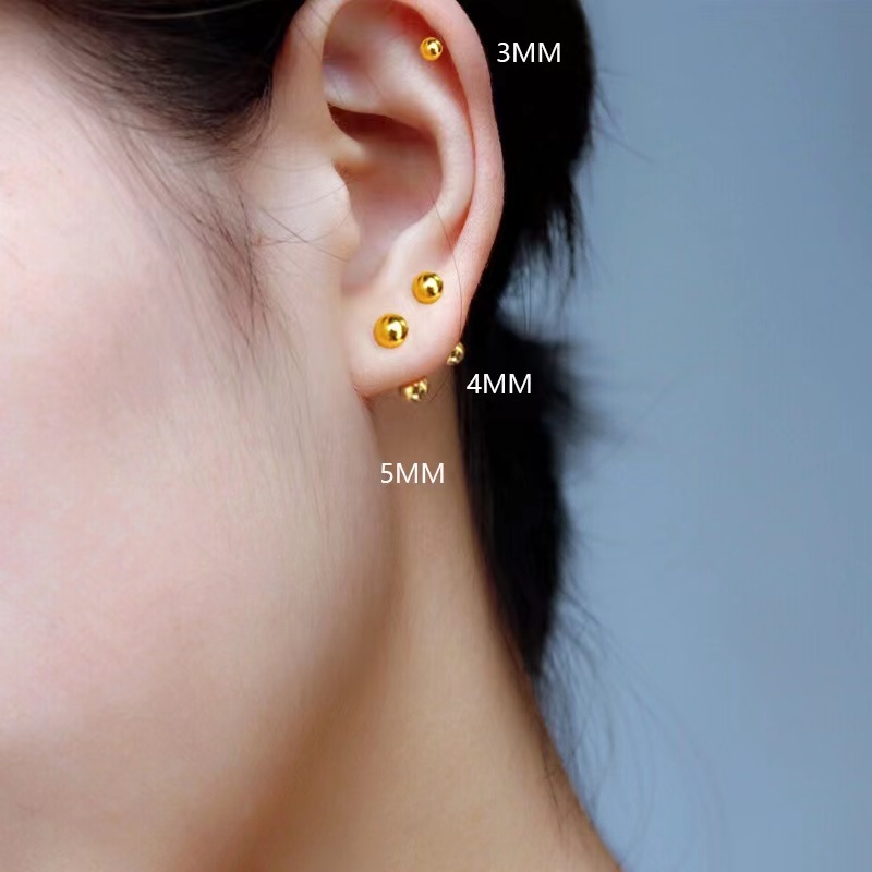 Titanium Steel Screw Tightening Buckle Stud Earrings Female Gold Plated ...