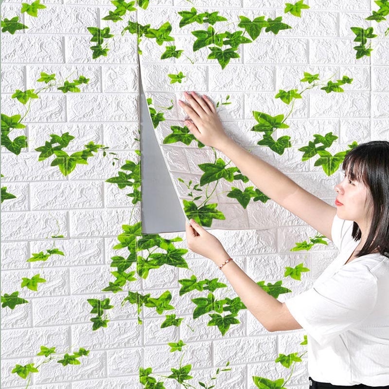 Brick Foam Wallpaper Dinding 3D Wall Paper Stickers Wall Stickers ...