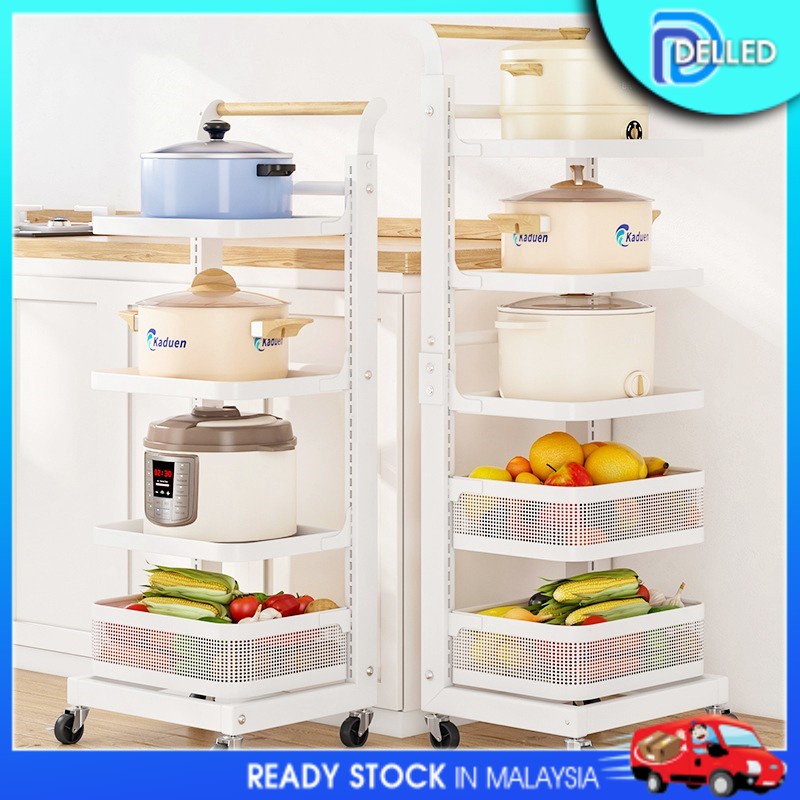 🇲🇾DELLED🇲🇾 3/4/5 Tier Trolley Rack Stainless Steel Kitchen Rack ...