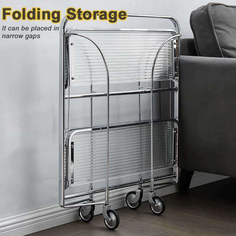 GDeal 2 Layer Portable Medieval Glass Trolley Storage Rack Living Room ...