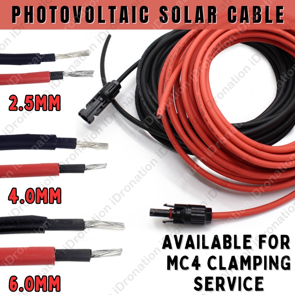 2.5mm2 4mm2 6mm2 2.5 4 6 mm2 Solar Cable DC Wire Red Black PV ...