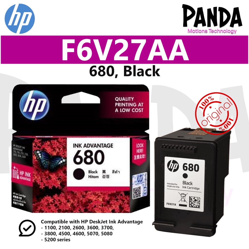 HP Original Ink Cartridge HP 680, Black (F6V27AA) | Shopee Malaysia