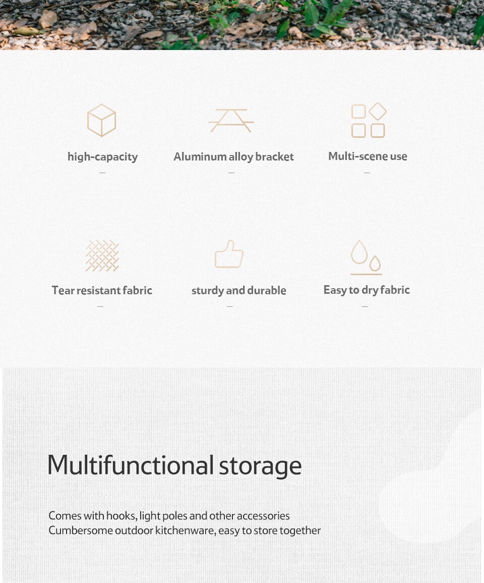 Naturehike Outdoor Folding Kitchen Shelf table with Bamboo table top ...