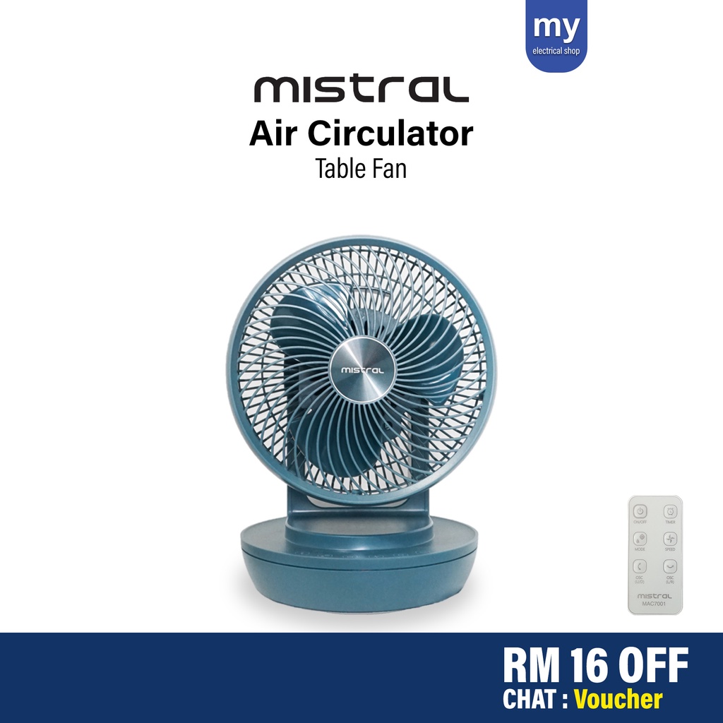 Mistral MAC7001 Air Circulator Fan With Remote Control Table Fan ...
